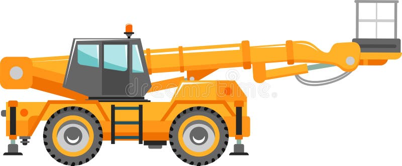 Aerial Work Platform Bucket Truck Icon in Flat Style. Vector ...