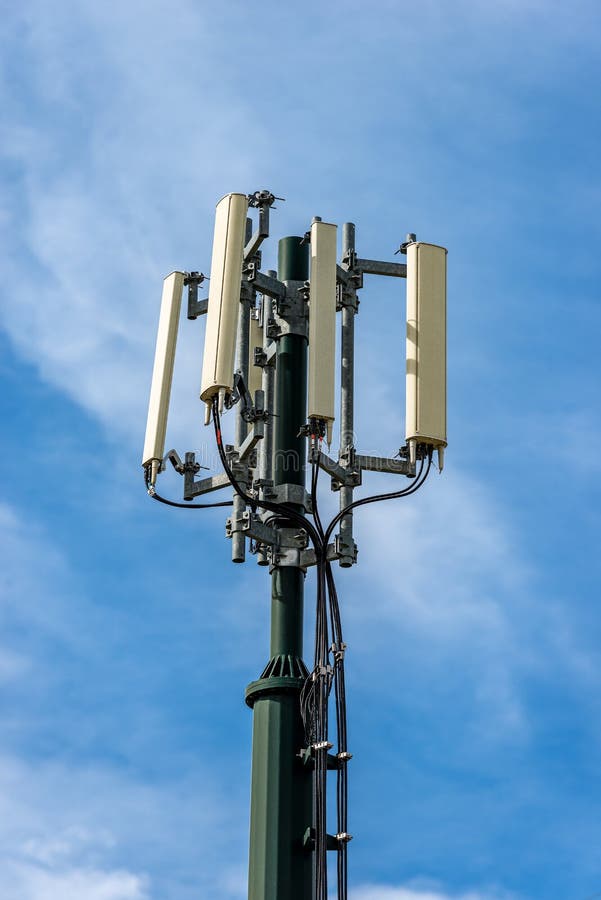 Aerials on Blue Sky - Communications Tower for Mobile Phone Stock Image ...