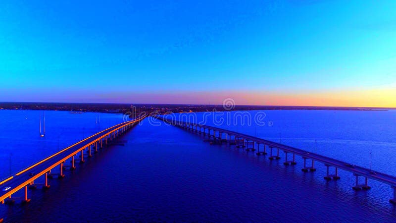 Two Modern Bridges on a Big River Stock Photo - Image of city, holiday ...