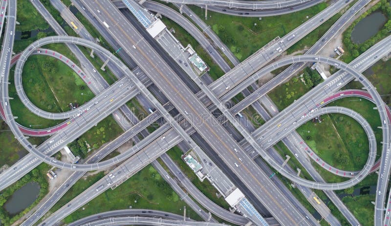 Aeriel View Highway Road Intersection for Transportation or Traffic ...