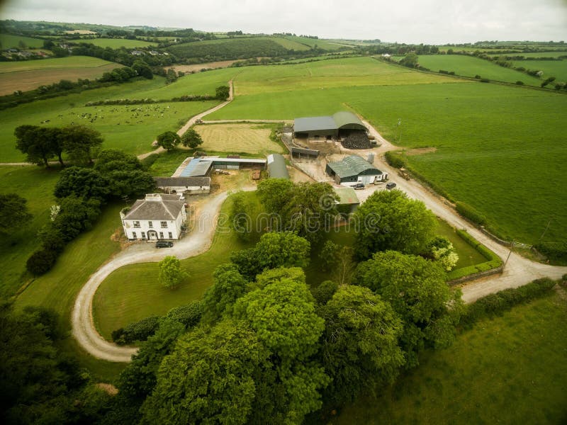 Aeriel View of House on Green Landscape Stock Photo - Image of outdoor ...