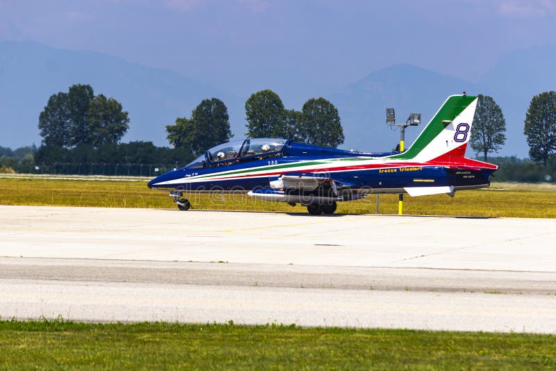 Aermacchi MB339 PAN Ready for Take Off Stock Photo - Image of pony ...