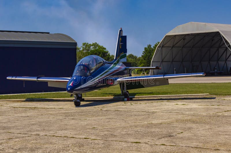 Aermacchi MB339 PAN Front View Editorial Stock Image - Image of colors ...