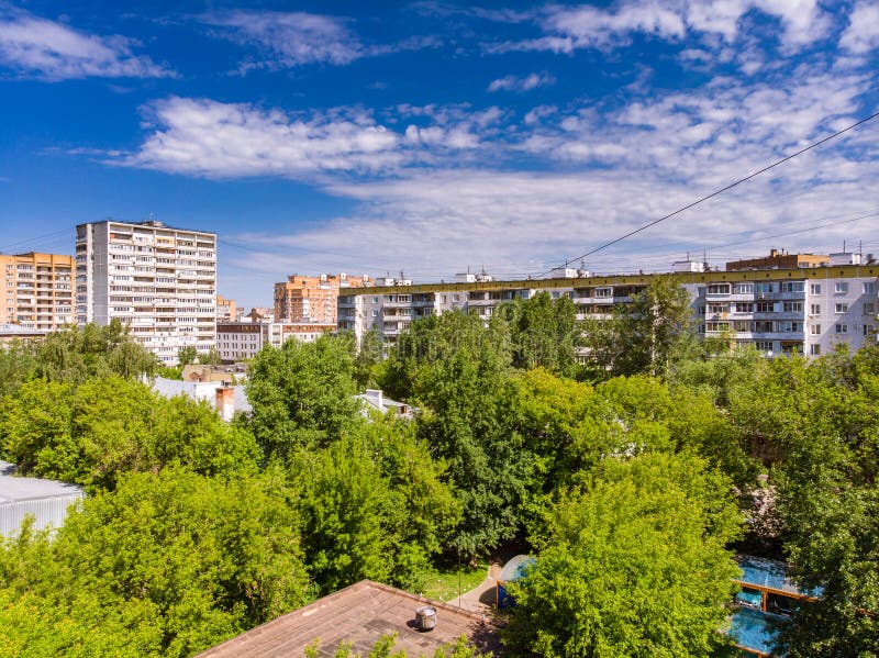 Aero View of the Moscow Outskirts in the Afternoon Stock Image - Image ...