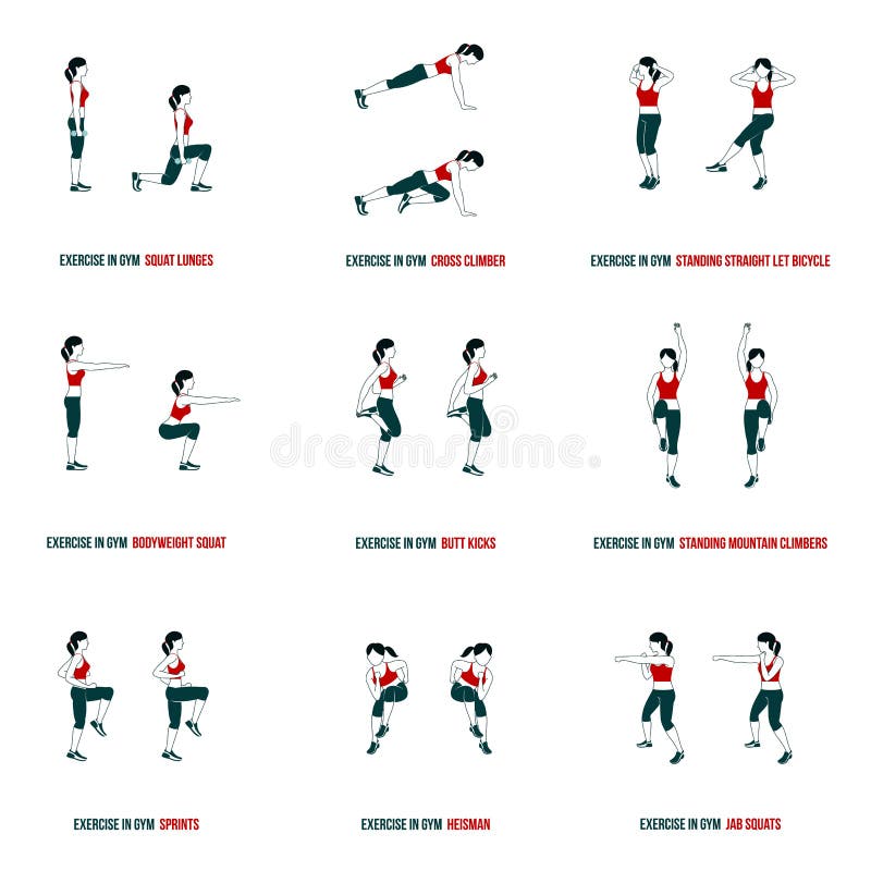 Cool Down After Workout Exercise Set Collection Stock Vector