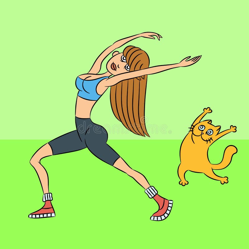Aerobics with Cat. Vector Illustration Stock Vector - Illustration of ...