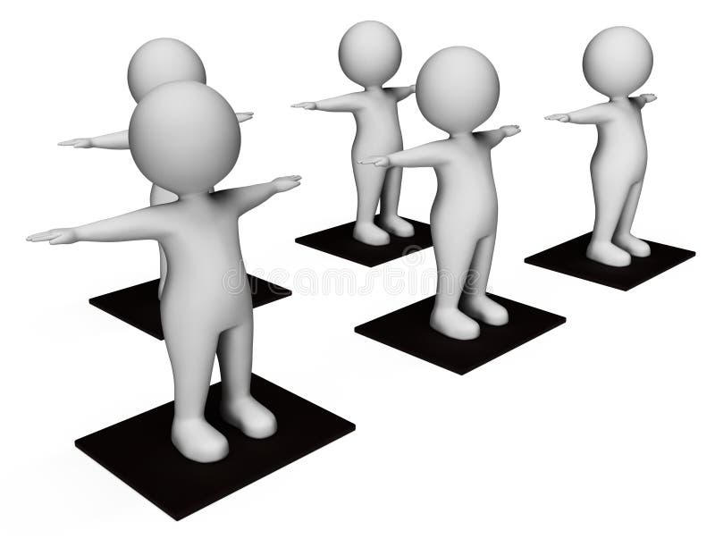 Aerobics Characters Represents Getting Fit and Exercises 3d Rendering ...