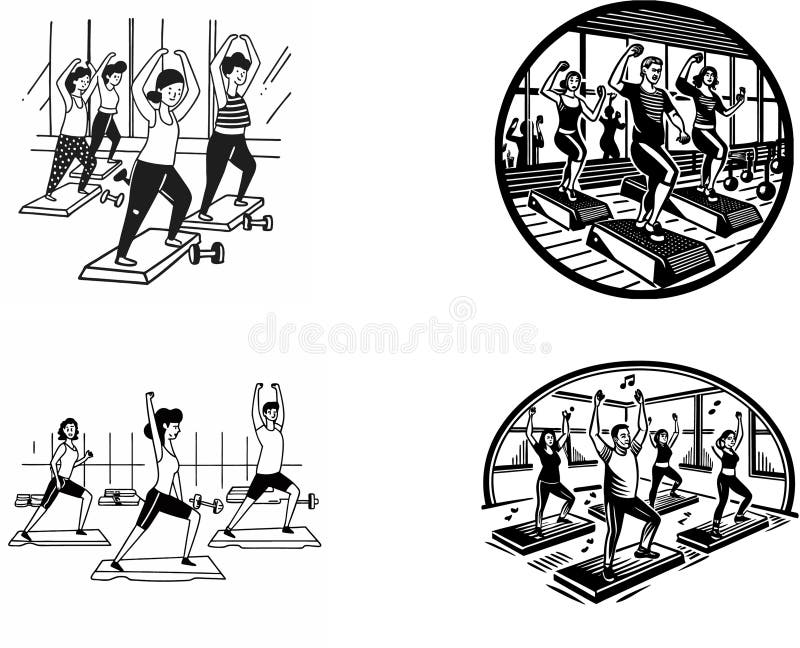 Aerobics Gym Exercise with Bundle Stock Vector - Illustration of design ...
