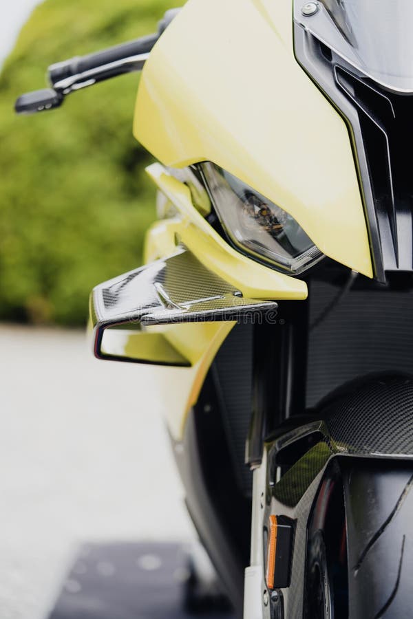 Aerodynamic Flaps or Wings on a Modern Sports Motorcycle Stock Image ...