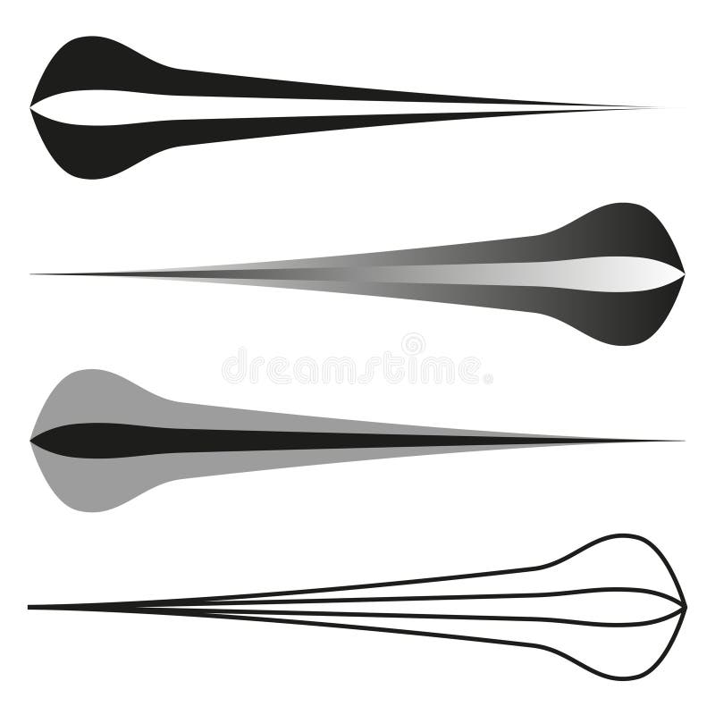 Aerodynamic Shape Set. Gradient Pointed Forms. Black Streamlined Design ...