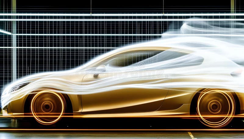 Aerodynamic Sports Car Undergoing Wind Tunnel Testing, Automotive ...