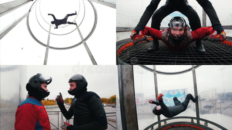 4 in 1 - Aerodynamic Tube. Flying in Tube Experience Stock Video ...