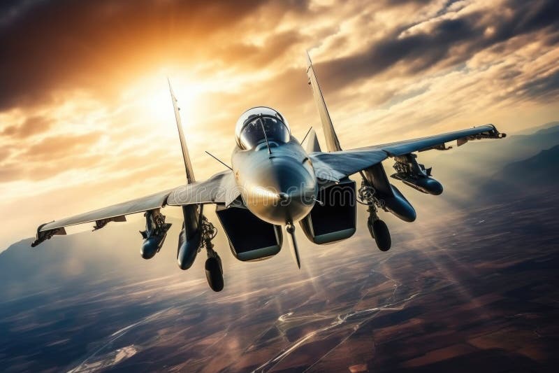 Aerodynamic Warplane in Full Flight. Stock Illustration - Illustration ...