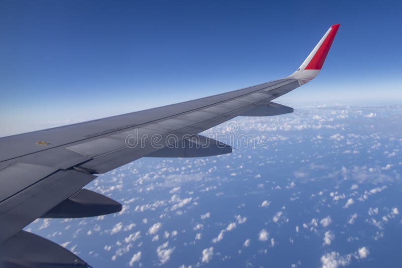Aeroplane Wing View from Window Beautiful Sky. Traveling Concept Stock ...