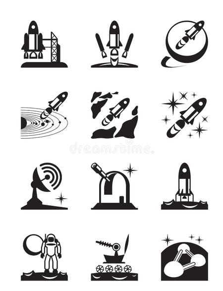 Aerospace Mission Set of Icons Stock Vector - Illustration of antenna ...