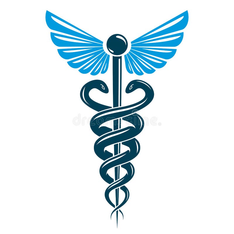 Aesculapius Vector Abstract Emblem Composed Using Wings and Snakes Best ...