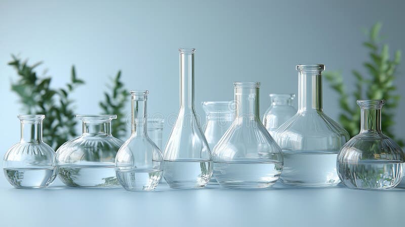 Aesthetic Arrangement of Laboratory Glassware with Water and Plants ...