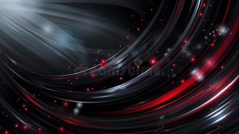 Abstract Red and Black Curved Lines with Sparkling Particles Stock ...