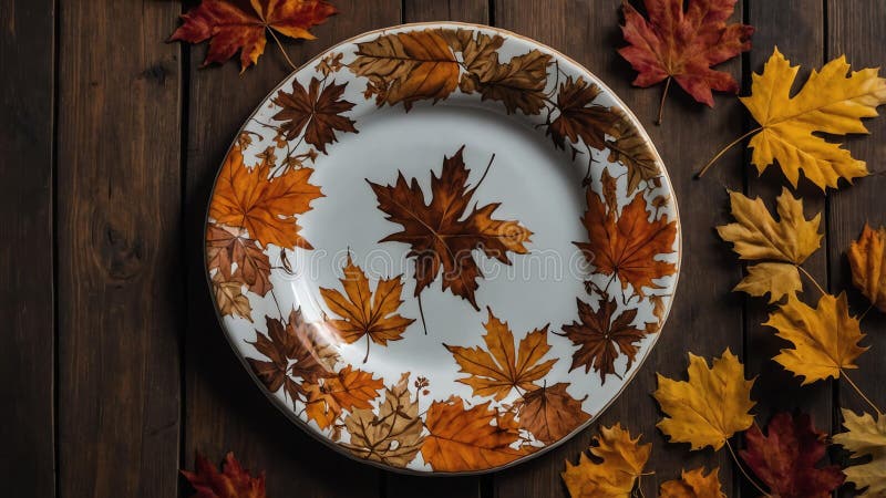 Aesthetic Autumn Themed Plate Design Art Top Ai Generated Stock ...