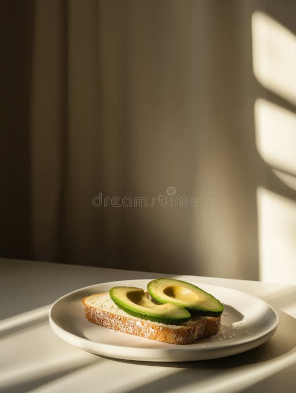 Aesthetic Avocado Toast on a Plate, Illuminated by Soft Natural Light ...