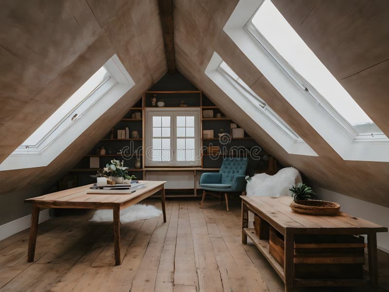 Aesthetic and Elegant Attic Stock Illustration - Illustration of attic ...