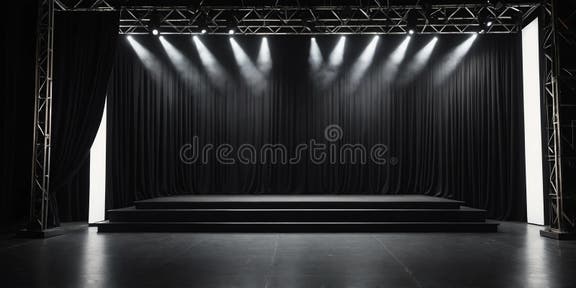 Aesthetic Black Draped Stage with Spotlight Ai Generated Stock ...