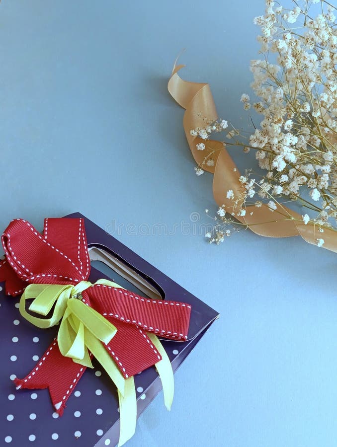 Aesthetic Blue Gift Paper Bag Stock Photo - Image of plant, textile ...