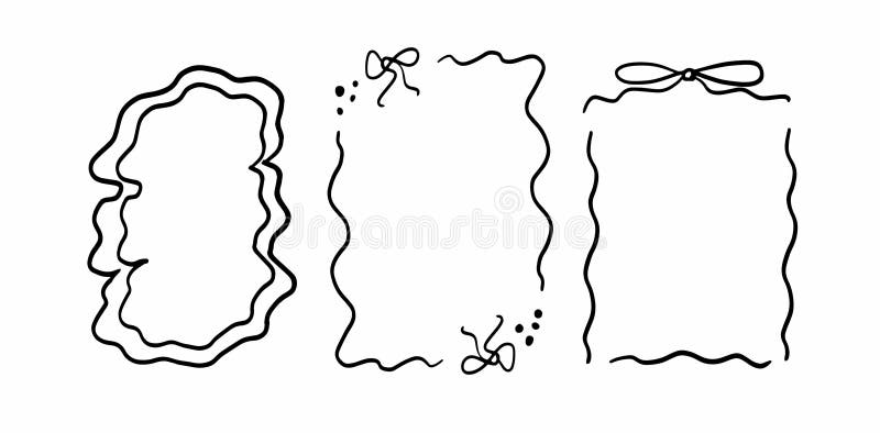 Aesthetic Border Frame Set Illustration Minimalist Doodle Style Vector ...