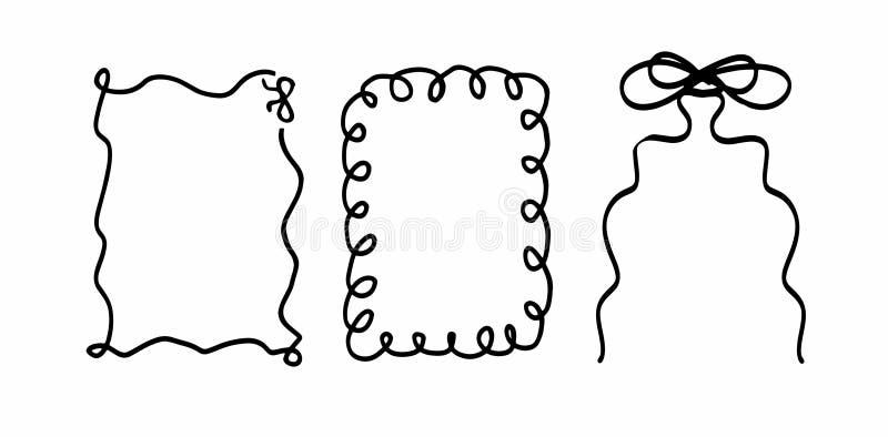 Aesthetic Border Frame Set Illustration Minimalist Doodle Style Vector ...