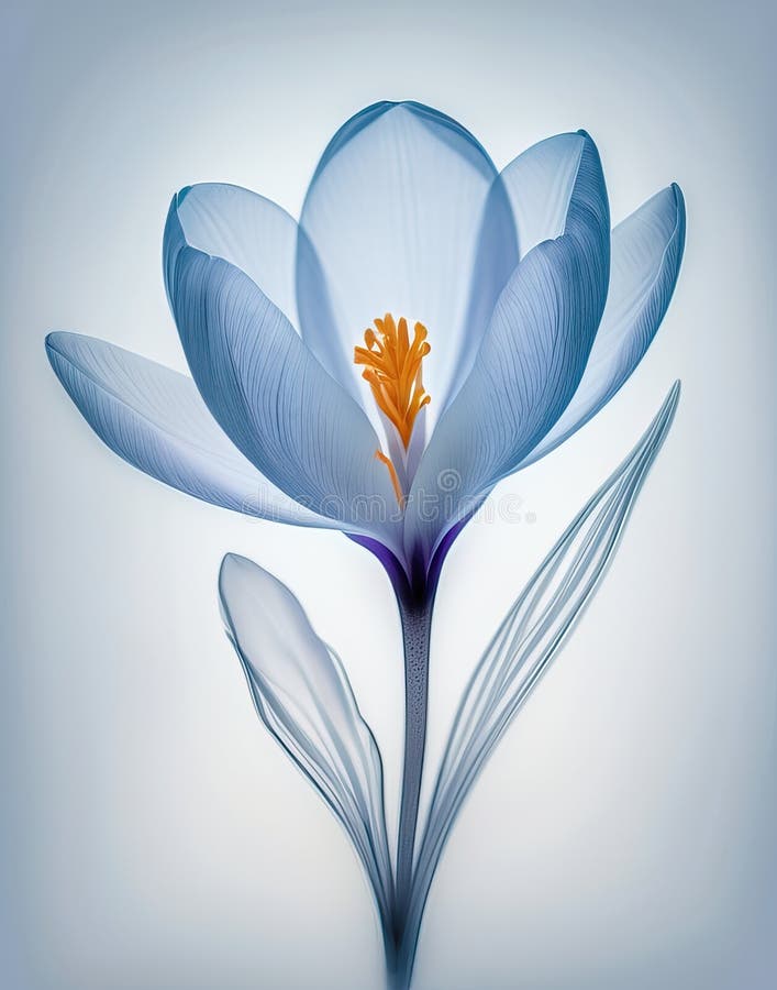 Aesthetic Botanical X-ray of Crocus. White and Blue Stock Photo - Image ...