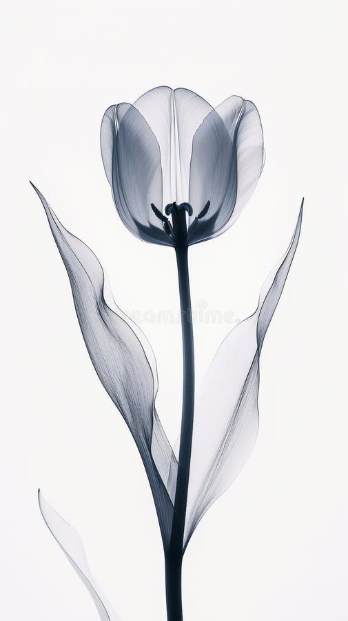 Aesthetic Botanical X-ray of Tulip. Harmonious Forms. Minimalism ...