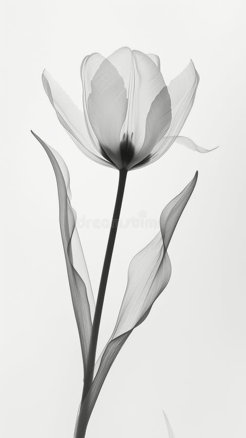 Aesthetic Botanical X-ray of Tulip. Harmonious Forms. Minimalism ...