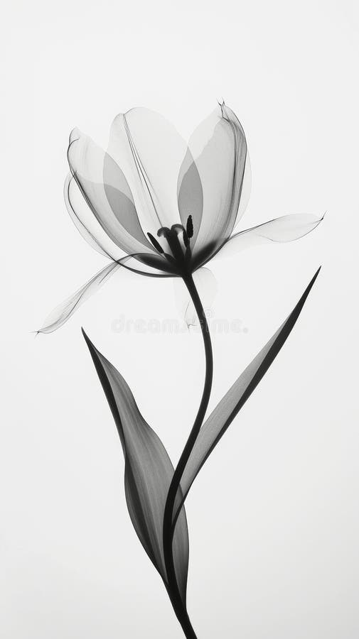 Aesthetic Botanical X-ray of Tulip. Harmonious Forms. Minimalism ...