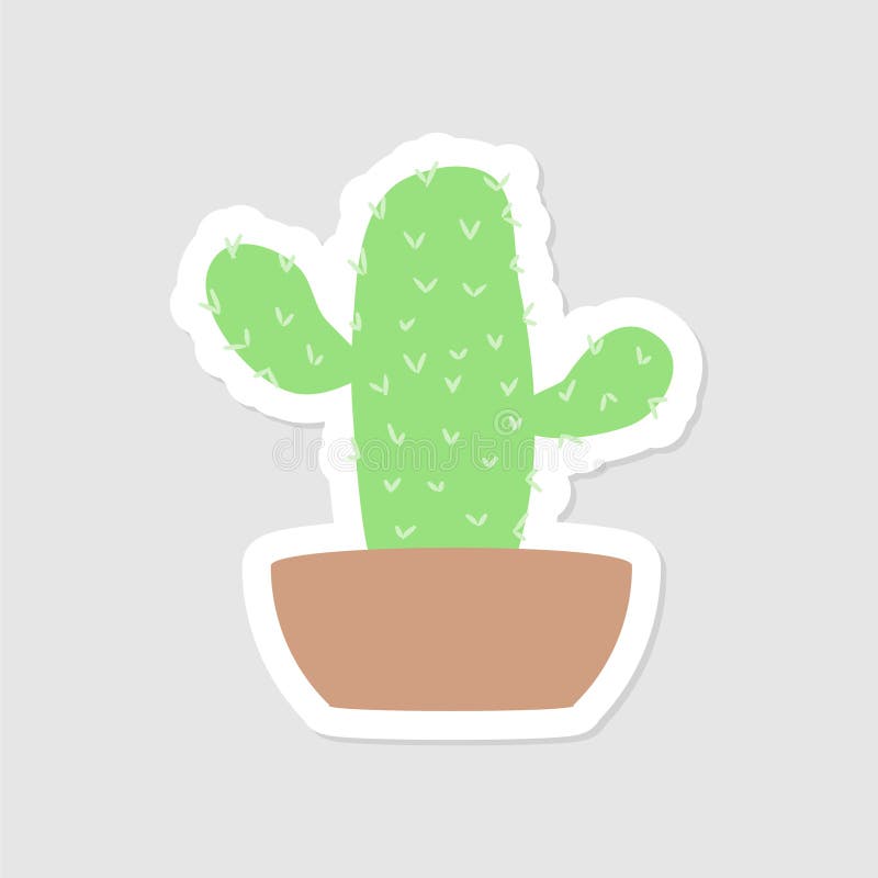 Aesthetic Cactus Sticker Design Stock Vector - Illustration of playful ...