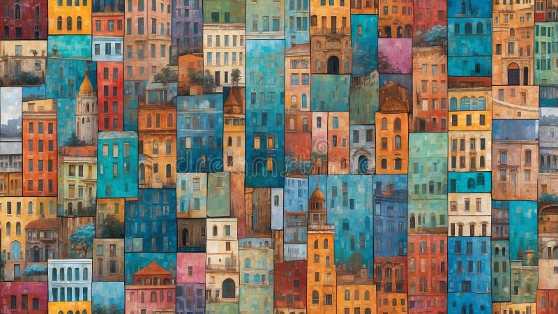 Aesthetic Cityscape Mosaic of Different Colors Ai Generated Stock ...