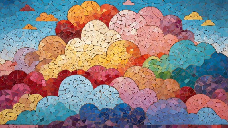 Aesthetic Cloud Mosaic of Different Colors Ai Generated Stock Illustration - Illustration of ...