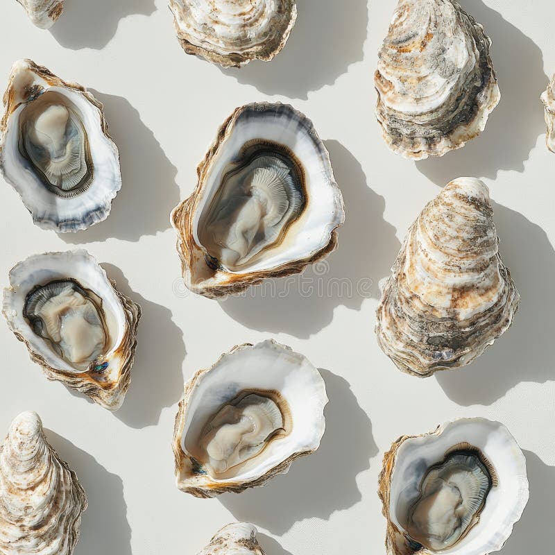 Aesthetic Composition of Open Shells Displaying Beautiful Pearls on a ...