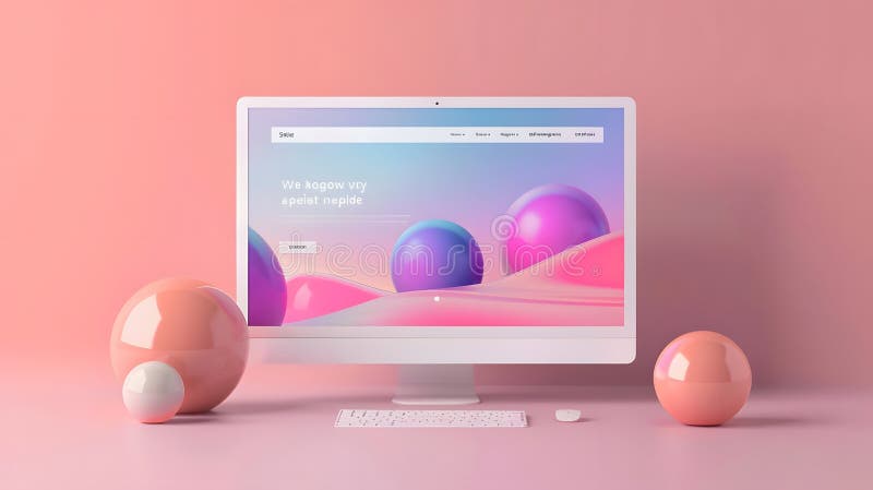Aesthetic Computer Setup with Abstract Background, Desktop Design ...