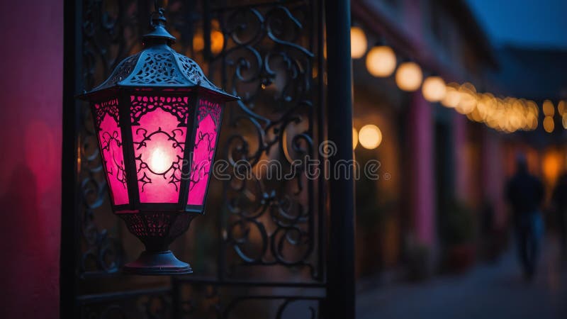 Aesthetic Decorative Pink Street Lantern on N Ai Generated Stock ...