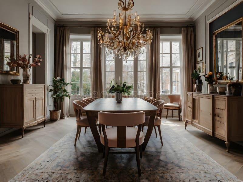 Aesthetic dining room stock illustration. Illustration of arrangement ...