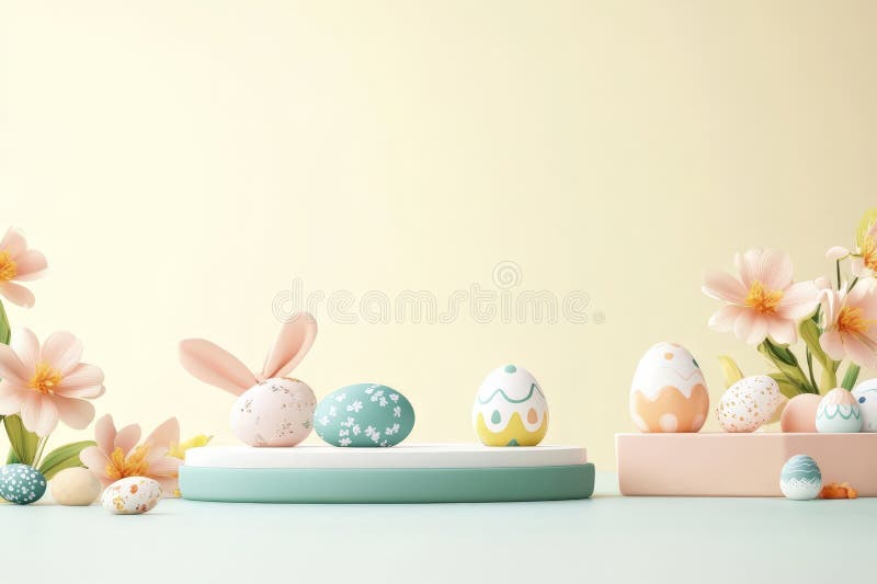 Aesthetic Easter Egg Display with Pastel Tones and Delicate Floral ...