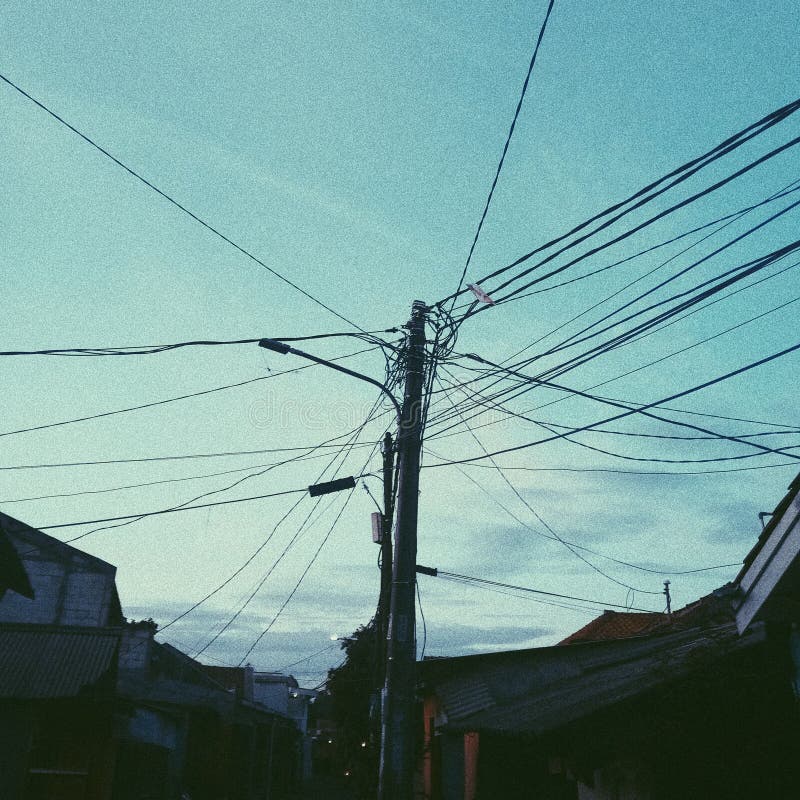 Aesthetic Electric Pole Cables by the Roadside Stock Image - Image of ...