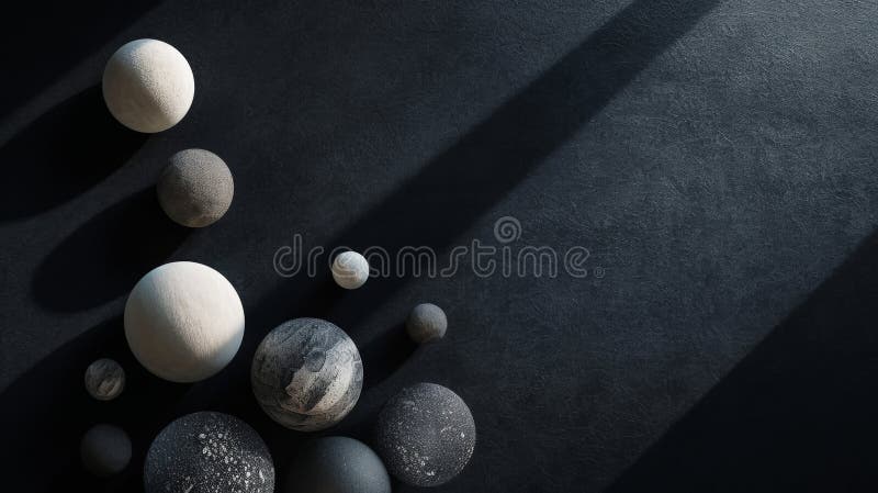 Aesthetic Flat Lay Realistic Planet Models. Black Background. Space and ...