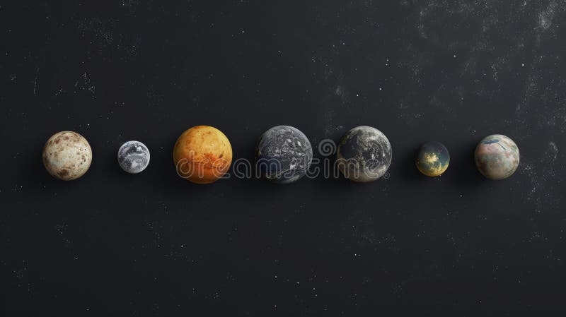 Aesthetic Flat Lay Realistic Planet Models. Black Background. Space and ...