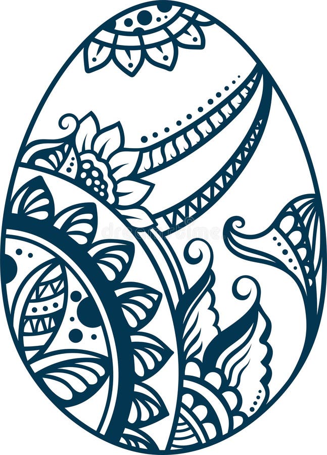 Aesthetic Floral Easter Egg Silhouette Graphic Clip Art Stock ...