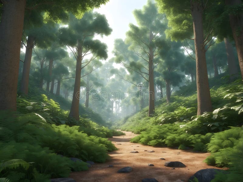 Aesthetic Forest Background Stock Illustration - Illustration of design ...