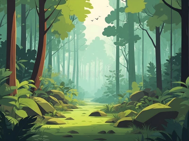 Aesthetic Forest Background Stock Illustration - Illustration of leaves ...