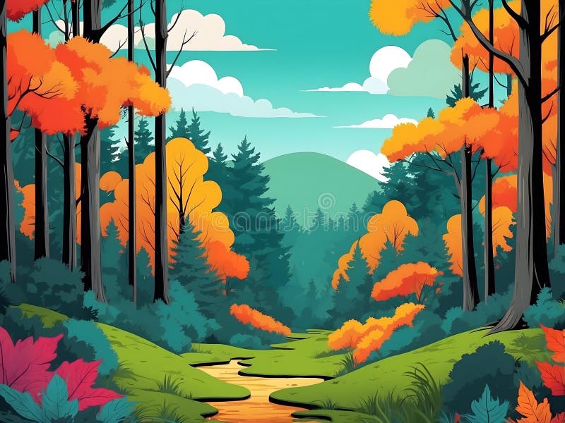 Aesthetic Forest Background Stock Illustration - Illustration of ...