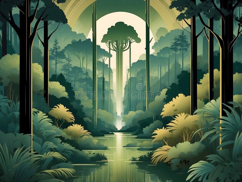 Aesthetic Forest Background Stock Illustration - Illustration of dusk ...
