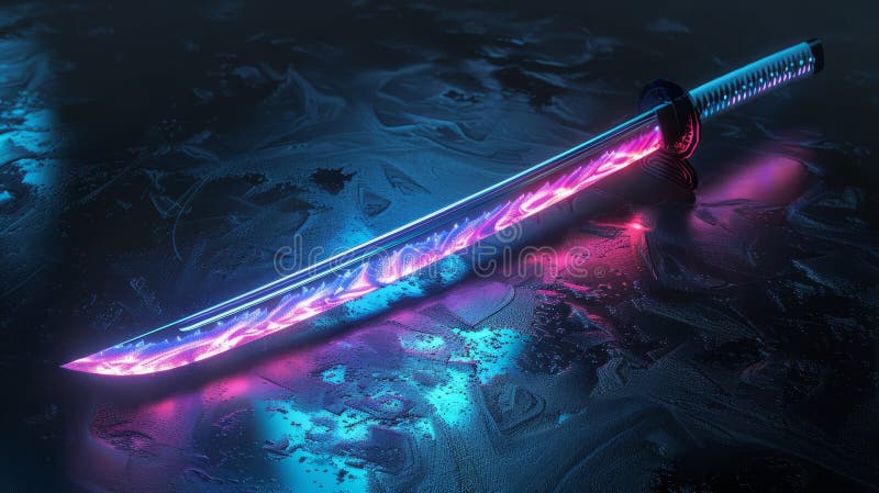 Aesthetic Glow Katana Design Stock Illustration - Illustration of ...